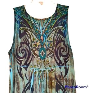 ONE WORLD | Dresses | One World Sleeveless Maxi Dress Abstract Multi ...